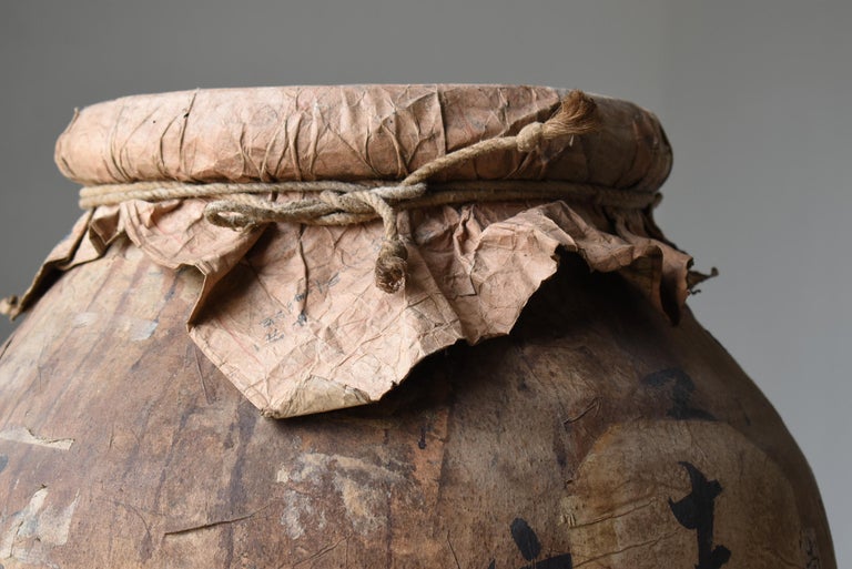 Japanese Antique Paper-Covered Pottery 1860s-1900s/Tsubo Vessel Flower ...