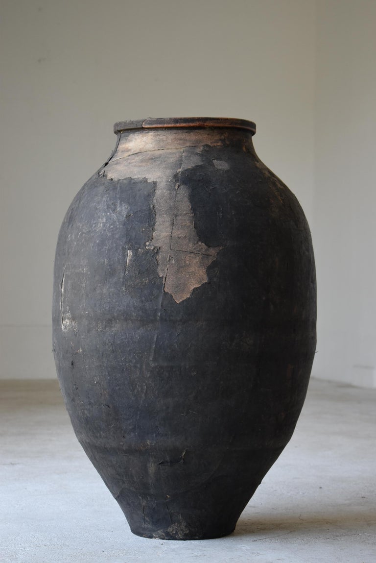 Japanese Antique Paper-Covered Pottery 1860s-1900s /Tsubo Vessel Flower ...