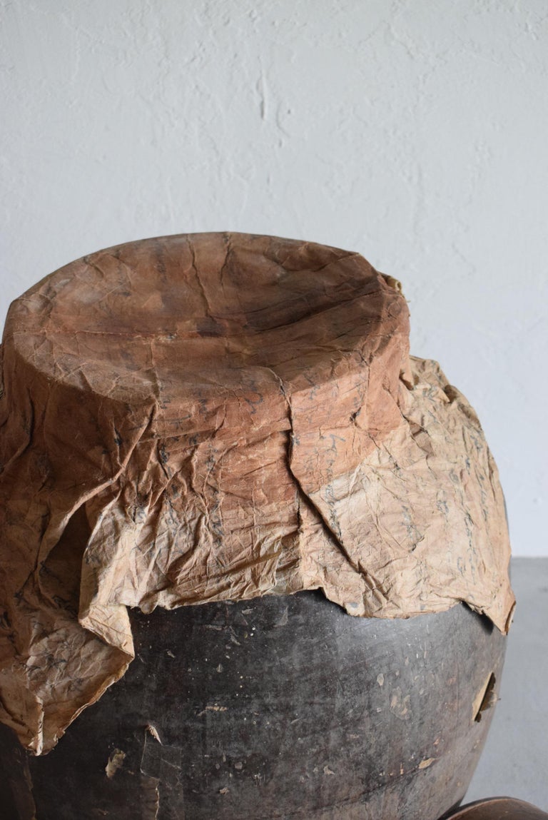 Japanese Antique Paper-Covered Pottery Flower Vase Wabi-Sabi Pot at 1stDibs