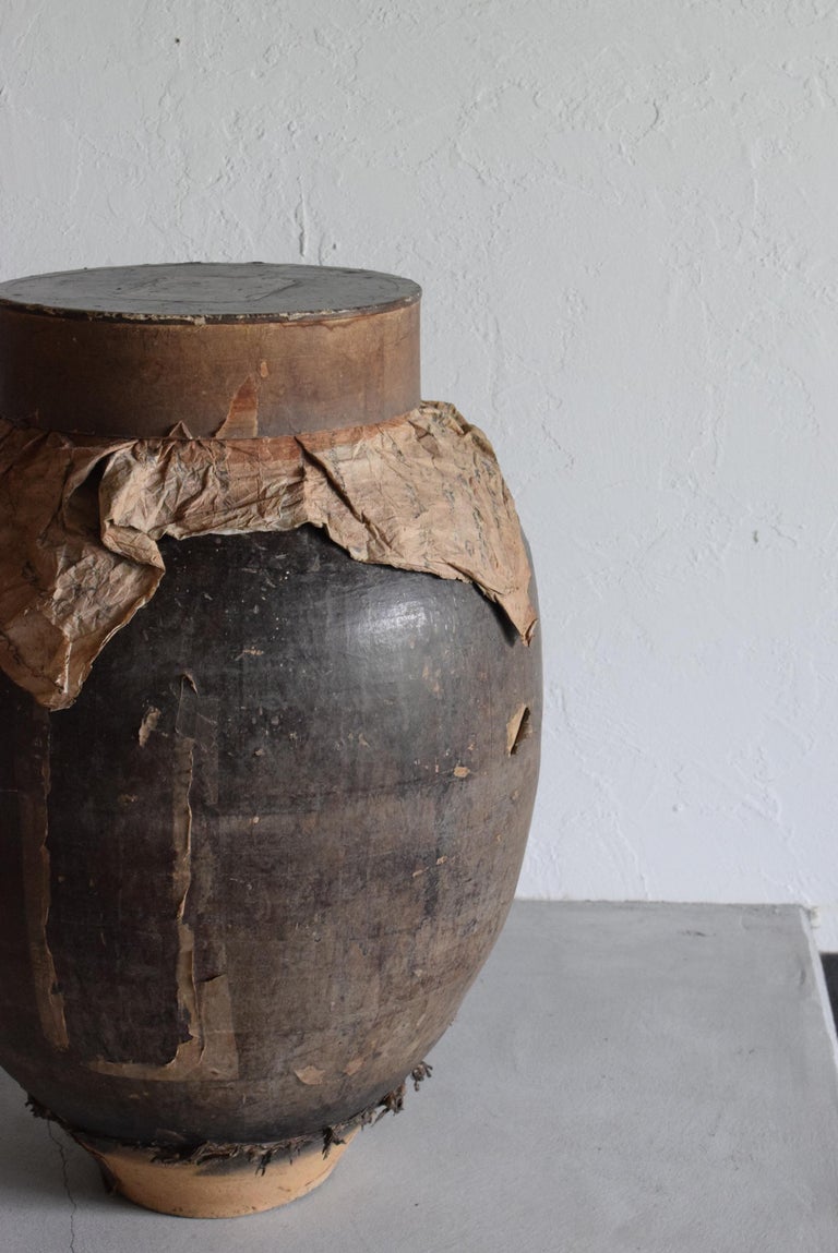 Japanese Antique Paper-Covered Pottery Flower Vase Wabi-Sabi Pot at 1stDibs