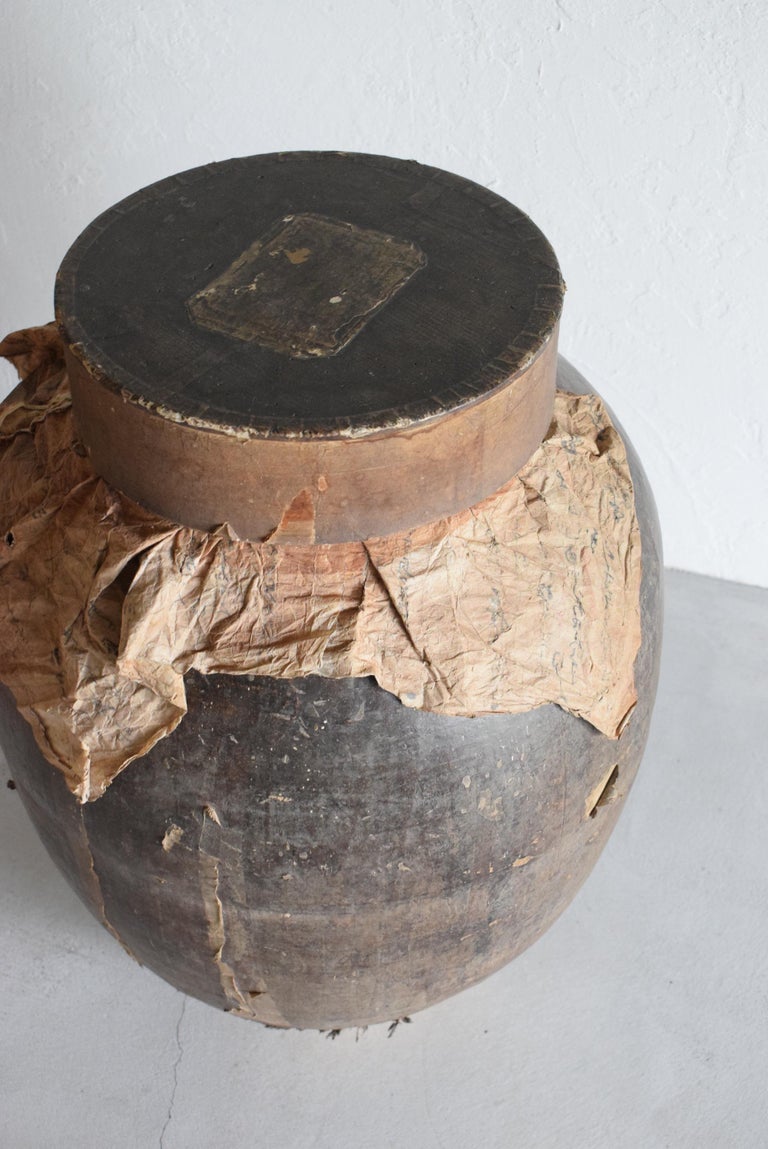 Japanese Antique Paper-Covered Pottery Flower Vase Wabi-Sabi Pot at 1stDibs