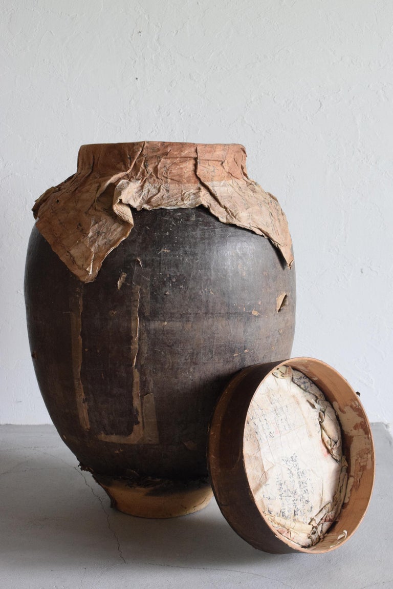 Japanese Antique Paper-Covered Pottery Flower Vase Wabi-Sabi Pot at 1stDibs