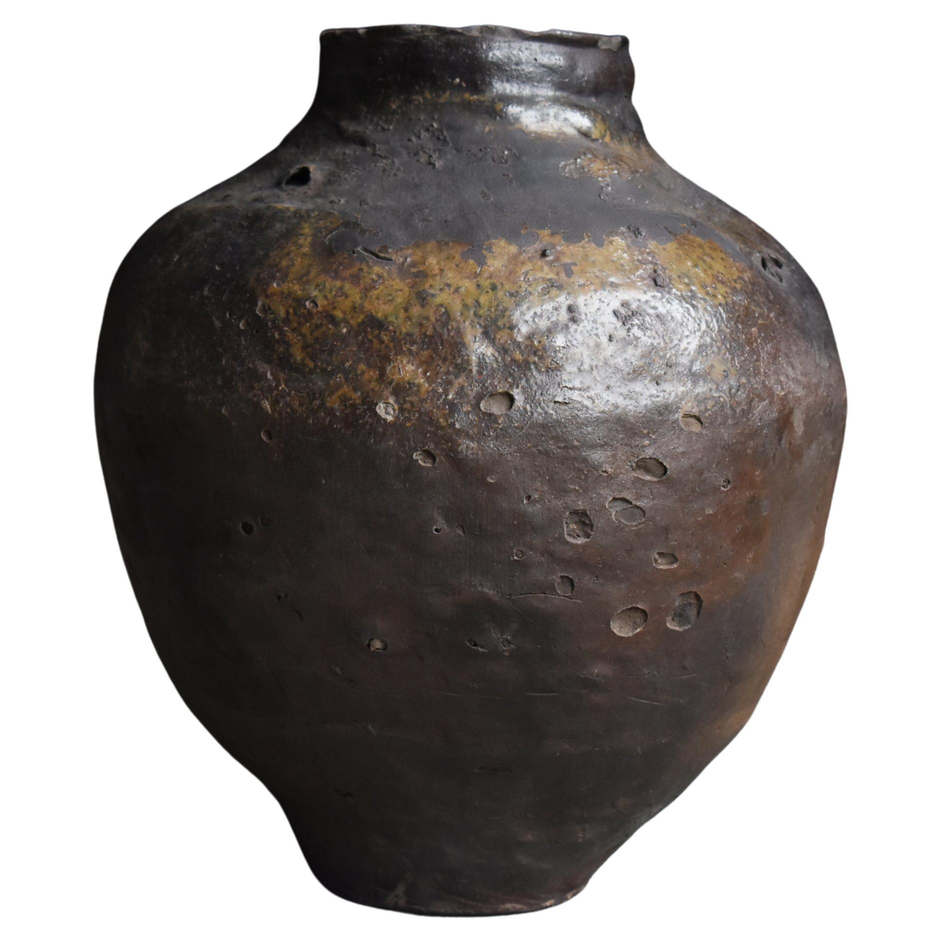 Japanese Antique Pottery 1700s-1800s/Tsubo Flower Vase Vessel Jar ...