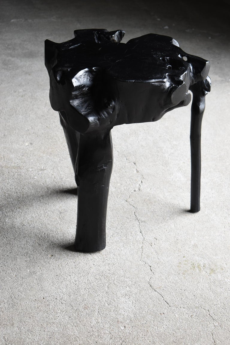 Japanese Antique Primitive Black Stool 1900s-1940s / Side Table Chair ...