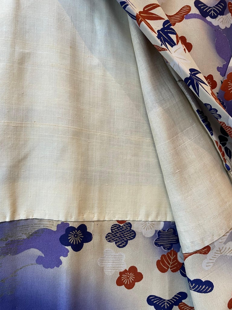 Japanese Antique Purple Haori Jacket with Silk, 1950s For Sale at 1stDibs
