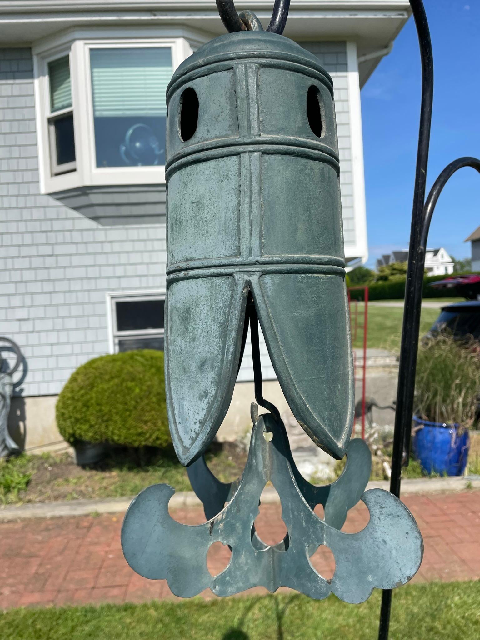 Japanese Antique Rare Bronze Temple "Futuku" Bell and Cloud Wind Chime ...