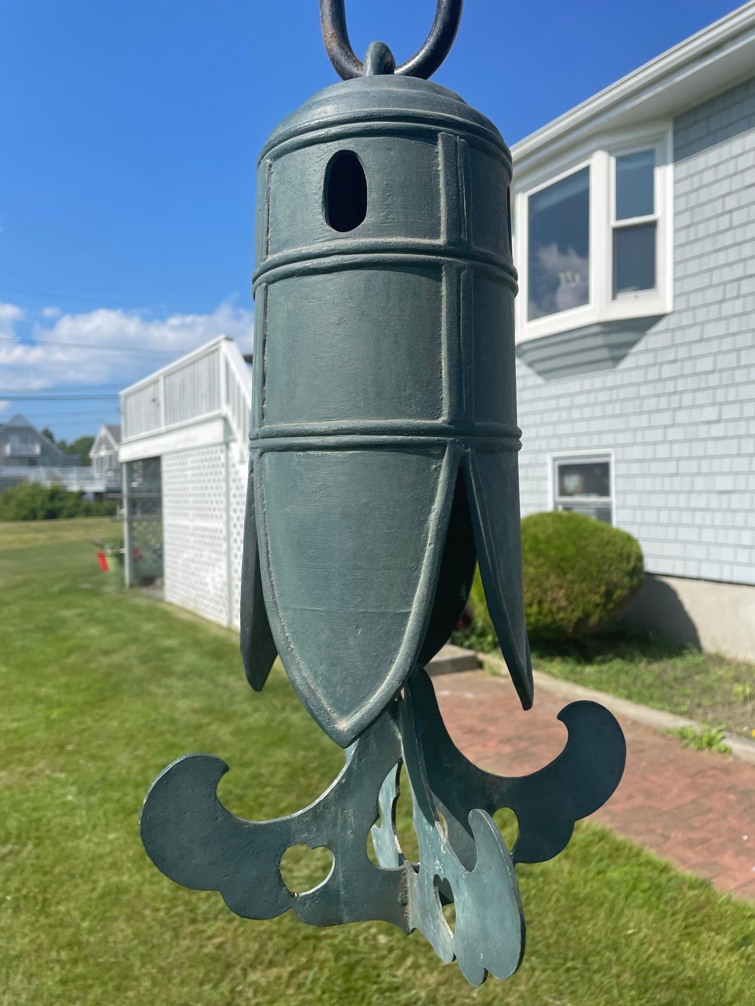 Japanese Antique Rare Bronze Temple "Futuku" Bell and Cloud Wind Chime ...