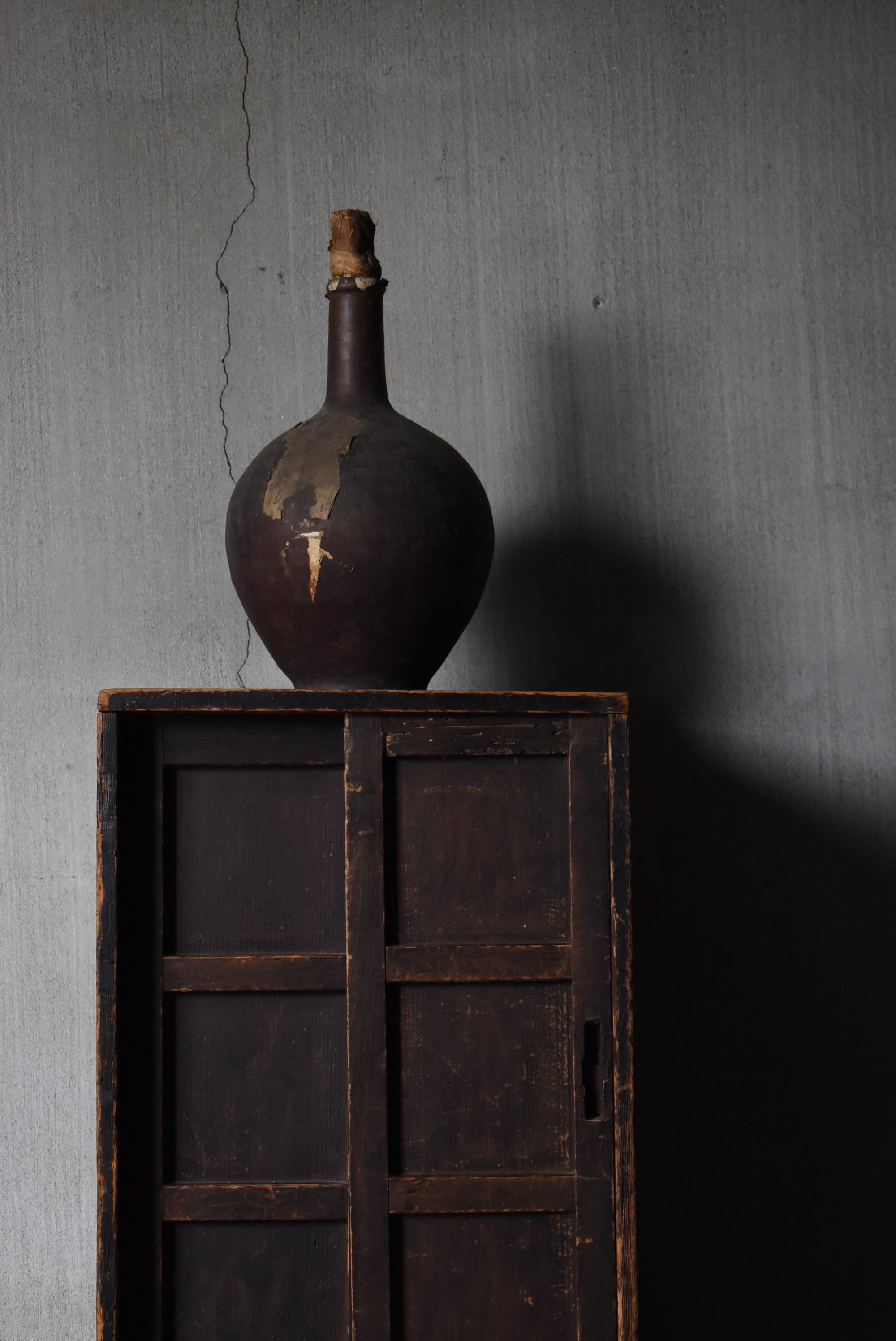 Japanese Antique Sake Bottle 1860s-1900s/Flower Vase Pottery Tsubo ...
