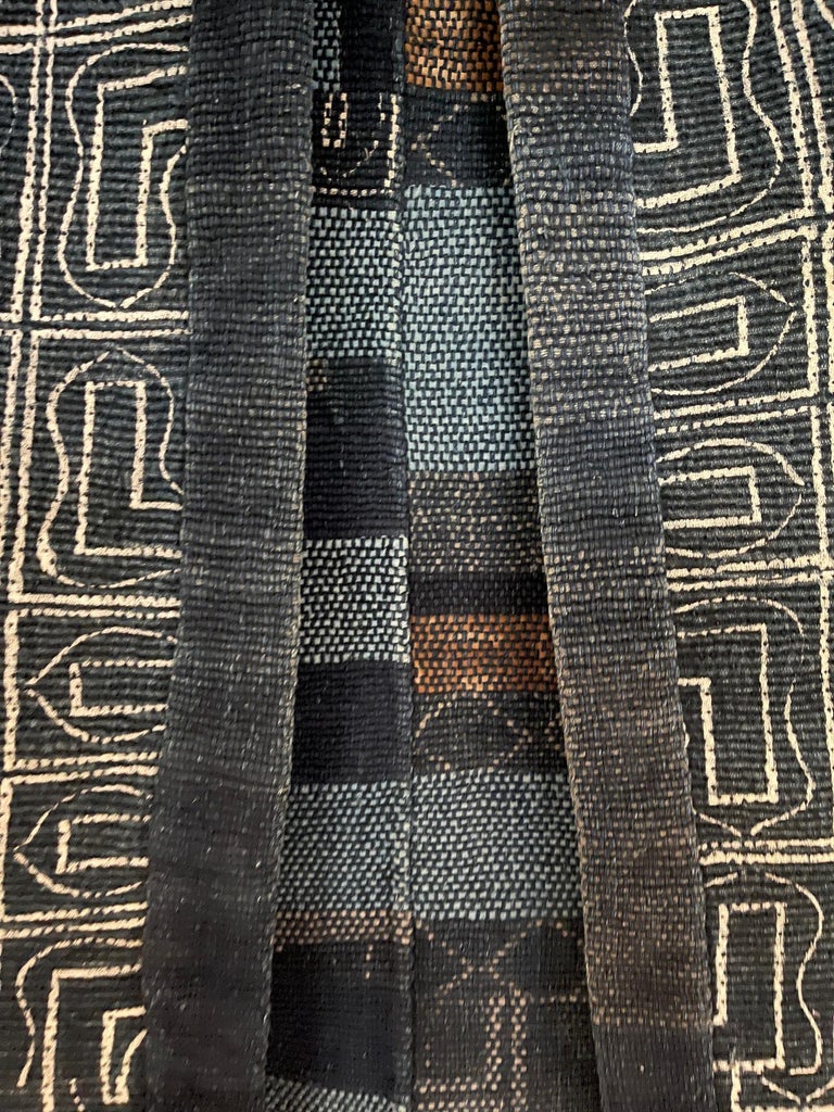 Japanese Antique Saki-Ori Farmer Jacket with Resistant Dye Pattern For ...