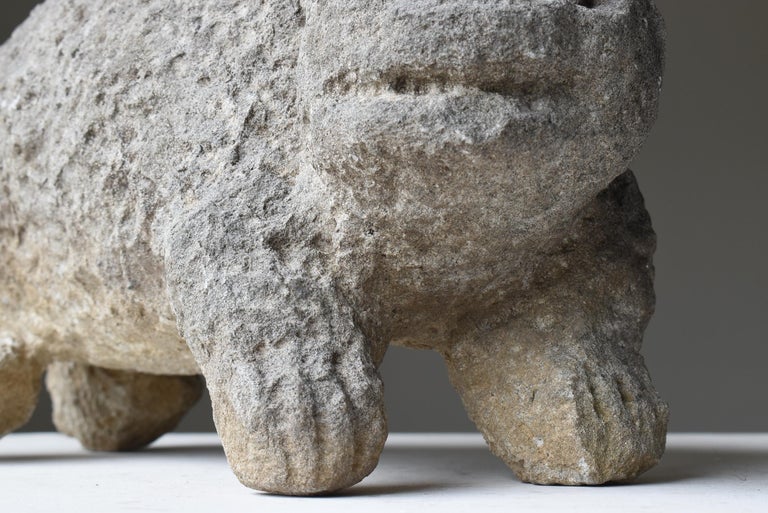 Japanese Antique Stone Carving Komainu 1700s-1800s / Sculpture Wabisabi For Sale at 1stDibs