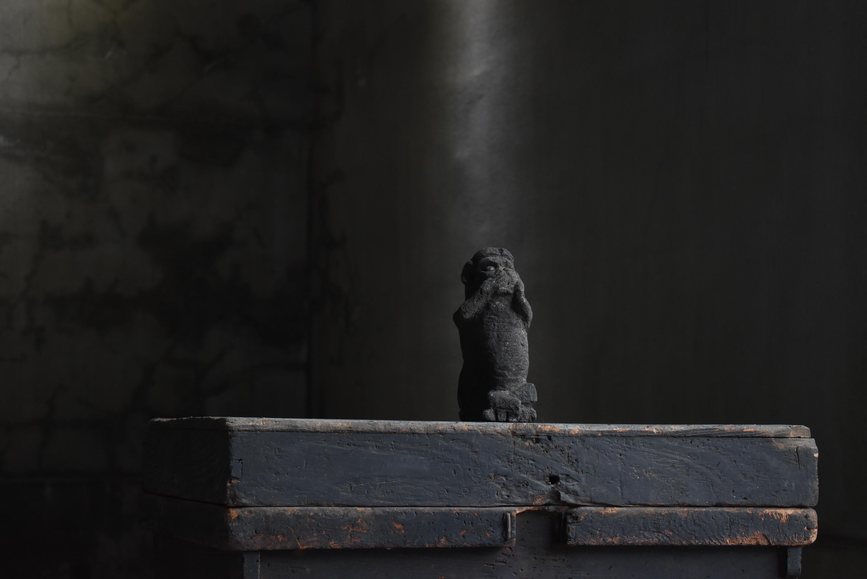 Japanese Antique Stone Craving Monkey 1860s-1900s / Buddhist Art Wabi ...