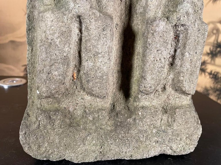 Japanese Antique Stone Protector Figure Double Jizo Buddha For Sale at ...