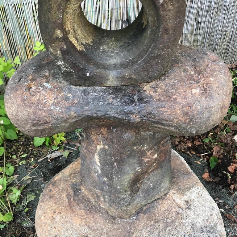 Japanese Antique Stone Spirit Lantern, Red Kurama Granite, One-of-a ...