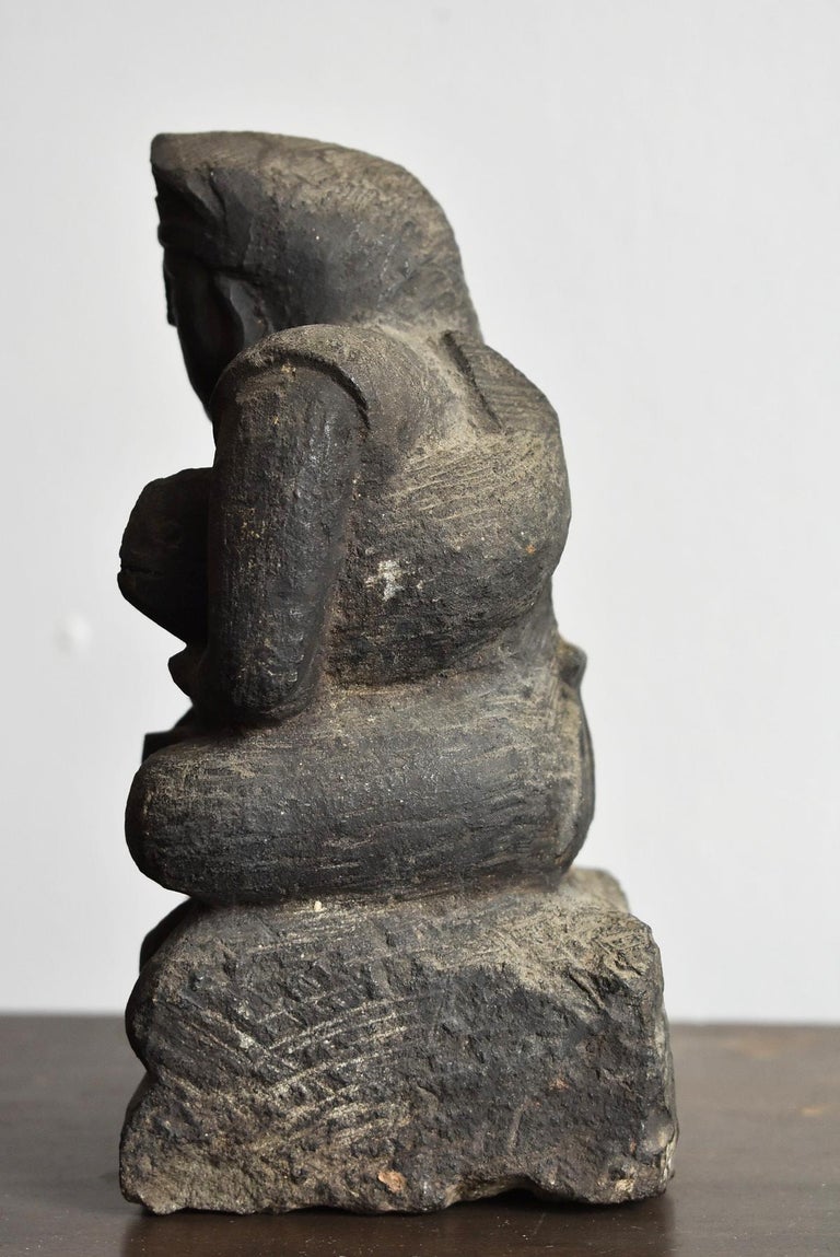 Japanese Antique Stone Statue / Two Gods / Edo Period / Buddha /Stone ...