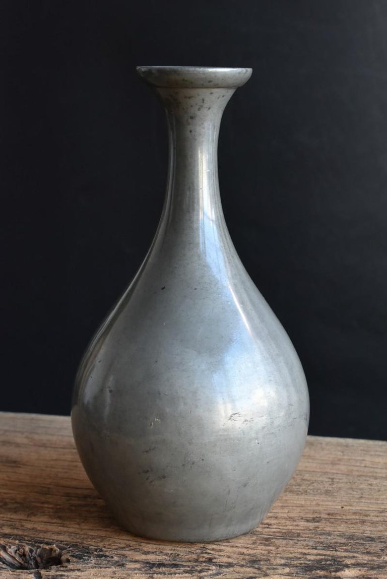 Japanese Antique Tin Vase / Sake Bottle / Set of 2 / 1850-1920 For Sale ...