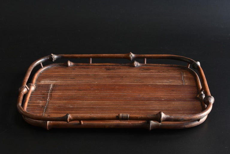 Japanese antique tray made of bamboo/Late Meiji to early Showa period ...