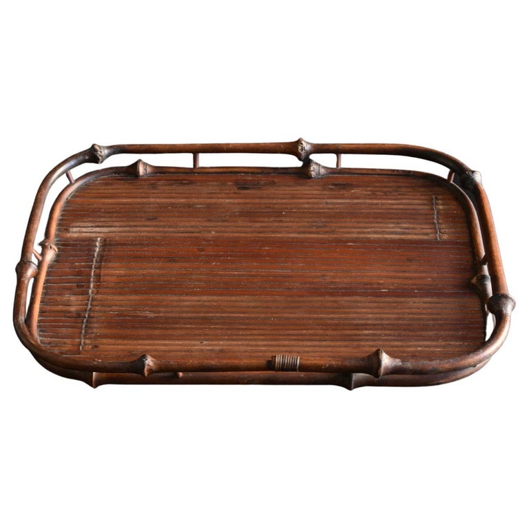 Japanese antique tray made of bamboo/Late Meiji to early Showa period ...