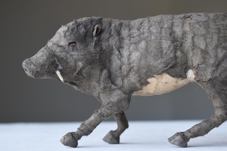 Japanese Antique Wild Boar 1940s-1960s / Animal Figurine Object Wabi ...