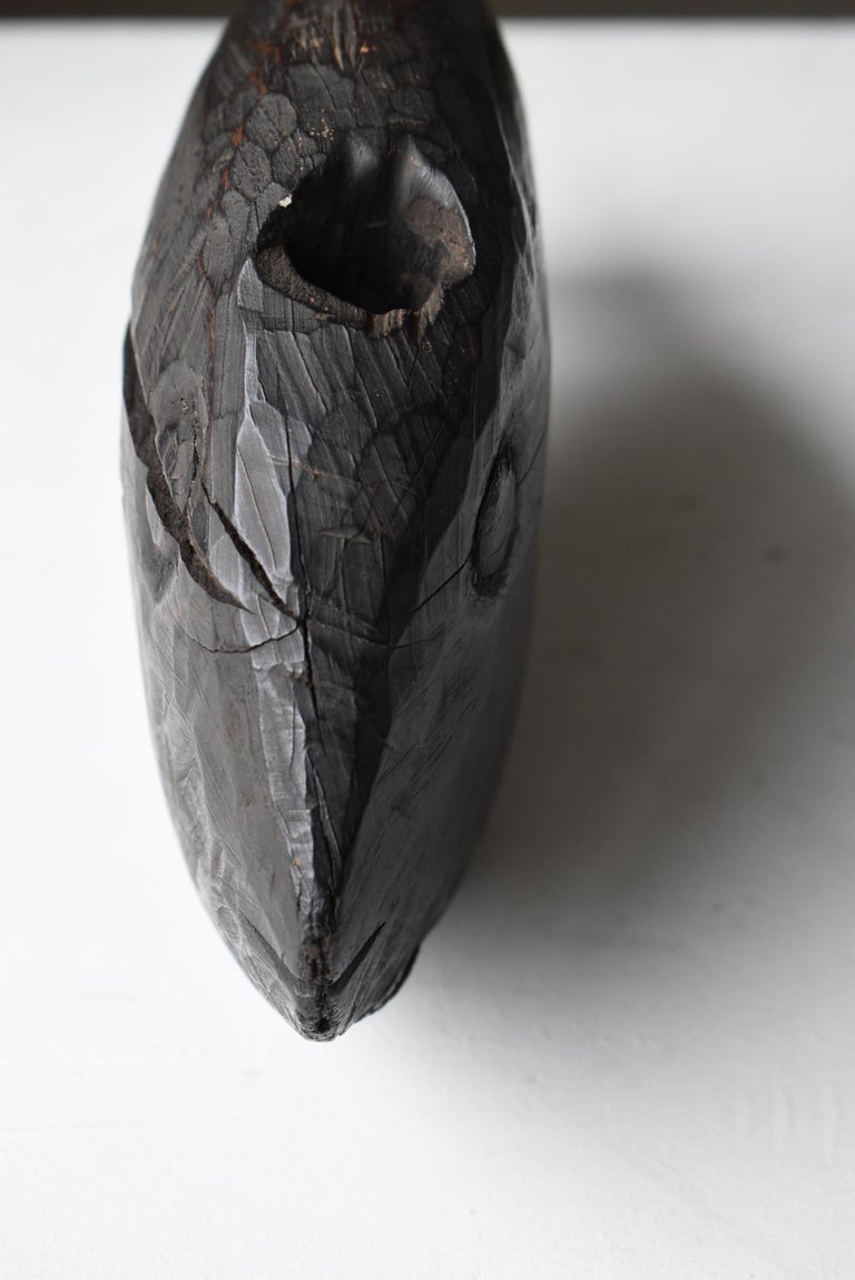 Japanese Antique Wood Carving Fish 1860s-1900s / Mingei Figurine Object ...