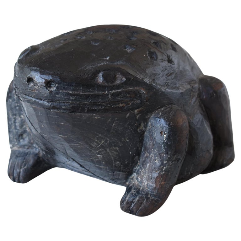 Japanese Antique Wood Carving Frog 1860s-1920s/Figurine Mingei Object ...