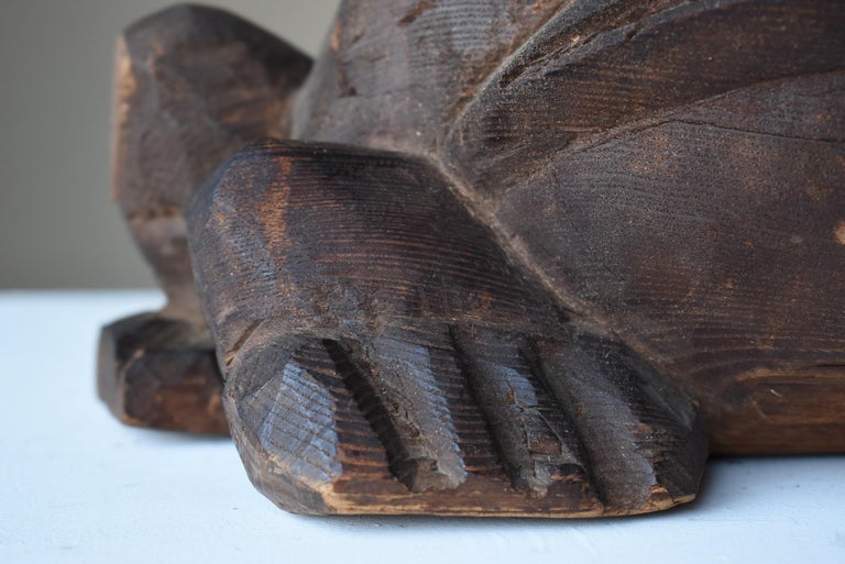 Japanese Antique Wood Carving Frog 1900s-1930s/Folk Art Mingei Wabisabi ...