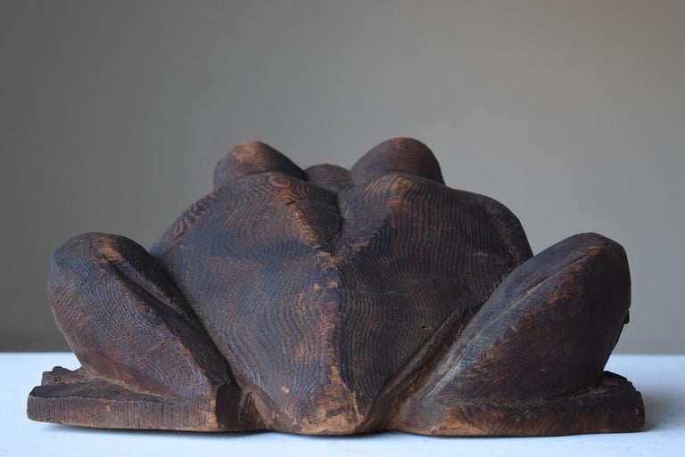 Japanese Antique Wood Carving Frog 1900s-1930s/Folk Art Mingei Wabisabi ...
