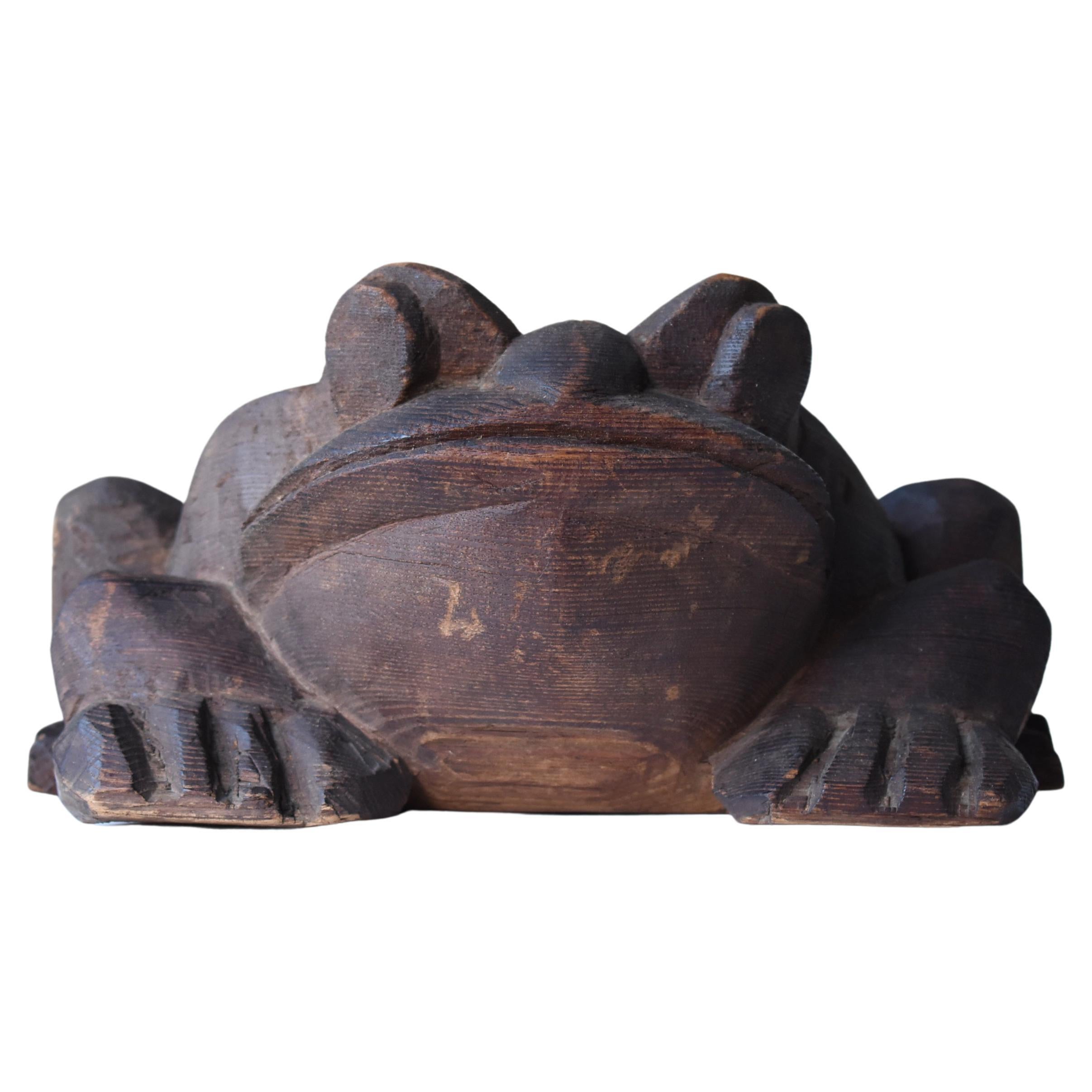 Japanese Antique Wood Carving Frog 1900s-1930s/Folk Art Mingei Wabisabi ...