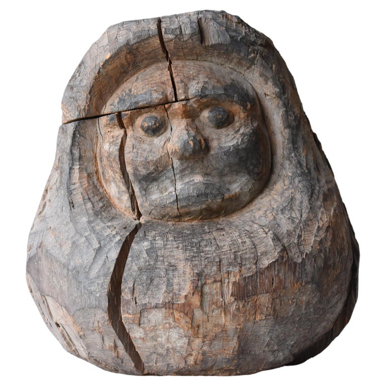 Japanese Antique Wood Carving Large Daruma 1860s-1900s/Figurine Mingei ...