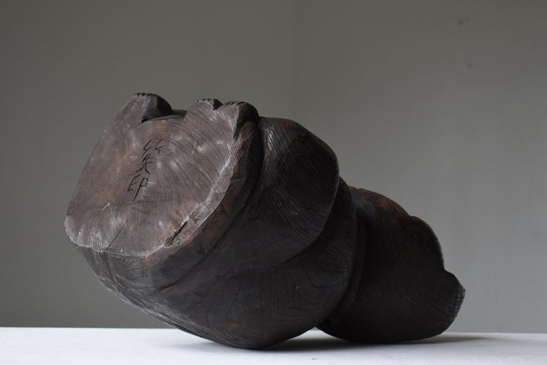 Japanese antique Wood Carving large Maneki Neko 1900s-1940s/Beckoning ...