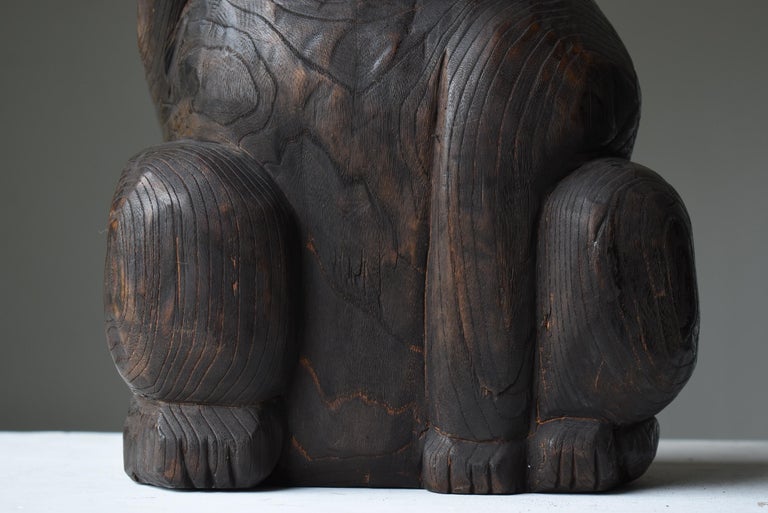 Japanese antique Wood Carving large Maneki Neko 1900s-1940s/Beckoning ...