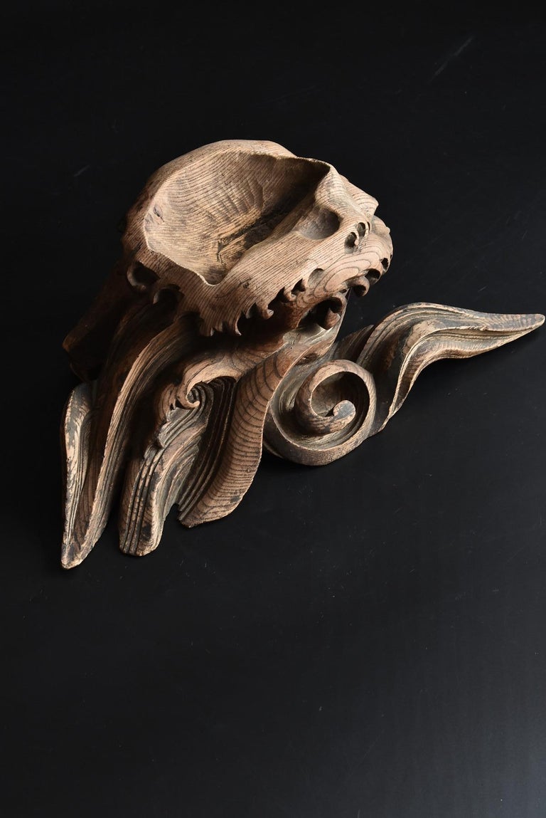 Japanese Antique Wood Carving Wavy Figurine / Incense Burner ...