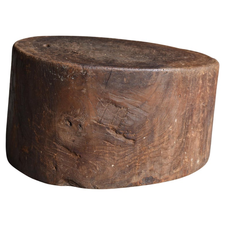 Japanese Antique Wooden Block Stool 1860s-1900s / Wabisabi Wood Chair ...