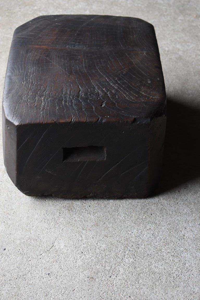 Japanese Antique Wooden Block Stool 1860s-1900s / Wood Chair Primitive ...