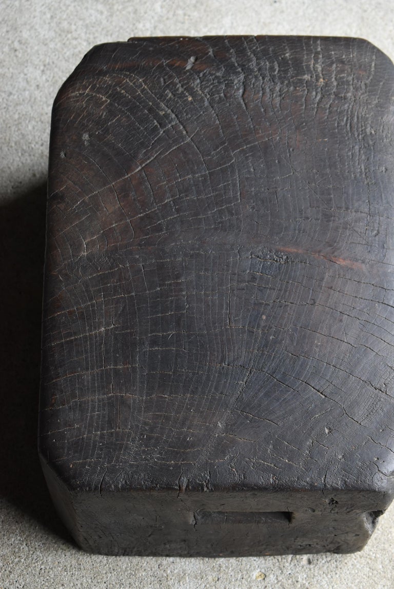 Japanese Antique Wooden Block Stool 1860s-1900s / Wood Chair Primitive ...
