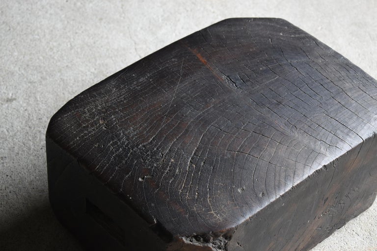 Japanese Antique Wooden Block Stool 1860s-1900s / Wood Chair Primitive ...