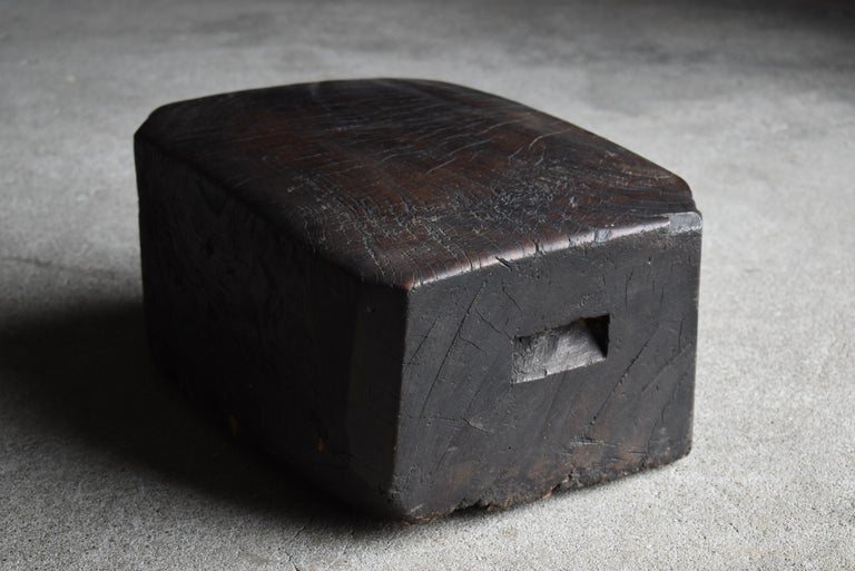 Japanese Antique Wooden Block Stool 1860s-1900s / Wood Chair Primitive ...