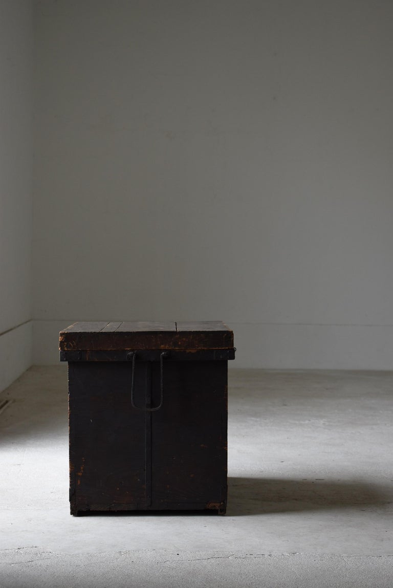 Japanese Antique Wooden Box 1860s-1900s/Storage Sofa Table Tansu Coffee ...