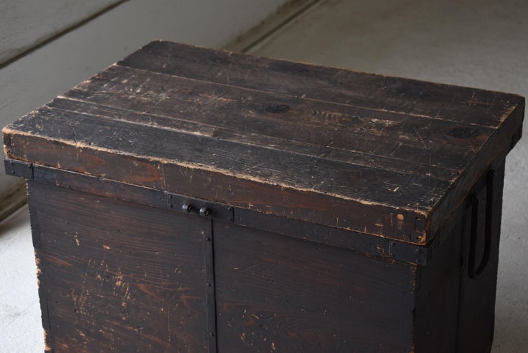 Japanese Antique Wooden Box 1860s-1900s/Storage Sofa Table Tansu Coffee ...
