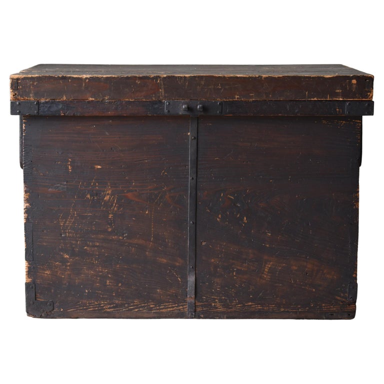 Japanese Antique Wooden Box 1860s-1900s/Storage Sofa Table Tansu Coffee ...