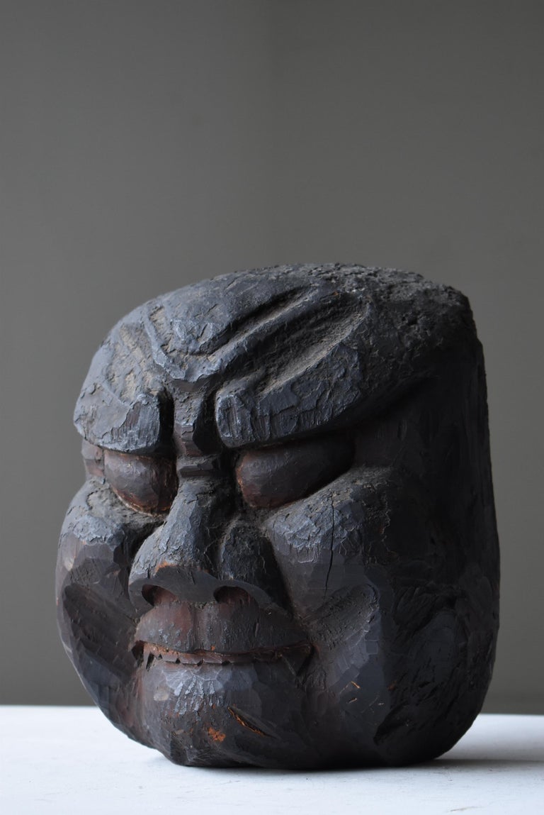 Japanese Antique Wooden Mask 1800s-1860s / Mingei Wabi Sabi Sculpture ...