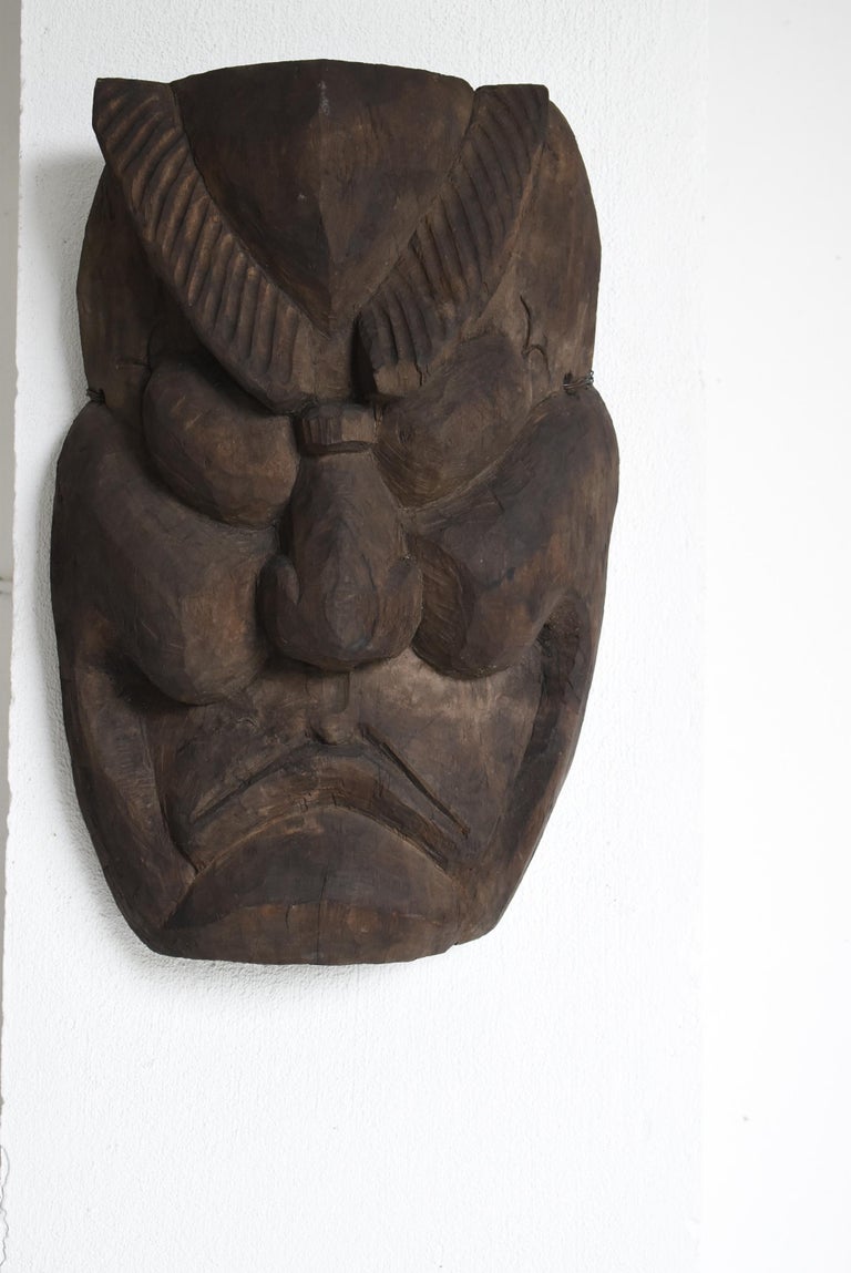 Japanese Antique Wooden Mask 1860s-1920s / Mingei Wabi Sabi Sculpture ...
