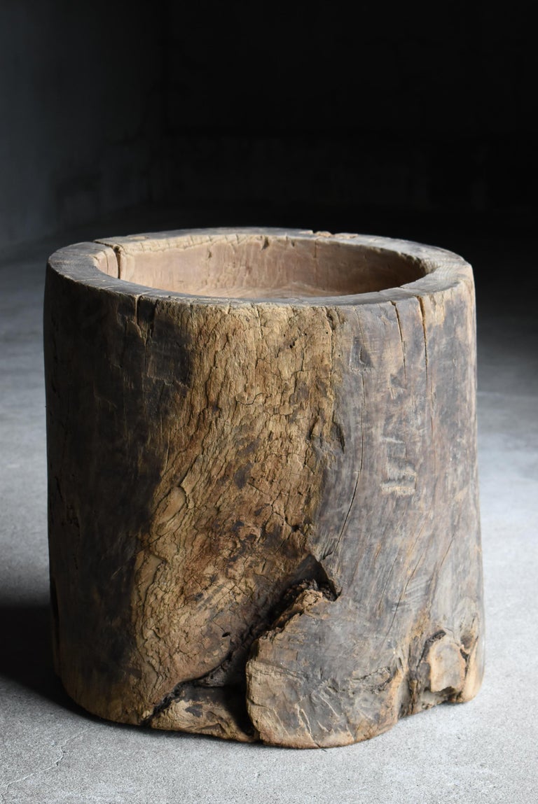 Japanese Antique Wooden Mortar 1860s-1900s/Plant Cover Primitive ...