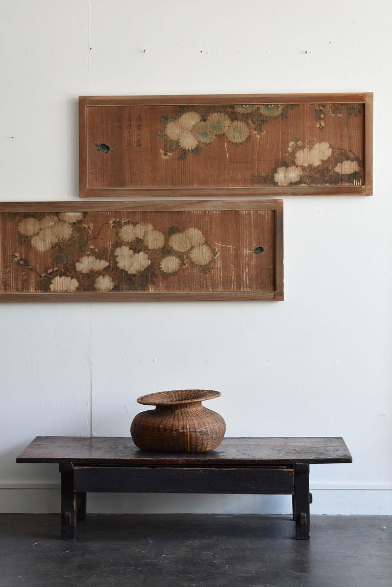 Japanese Antique Wooden Painting / Panel Painting / Sliding Door /Edo ...