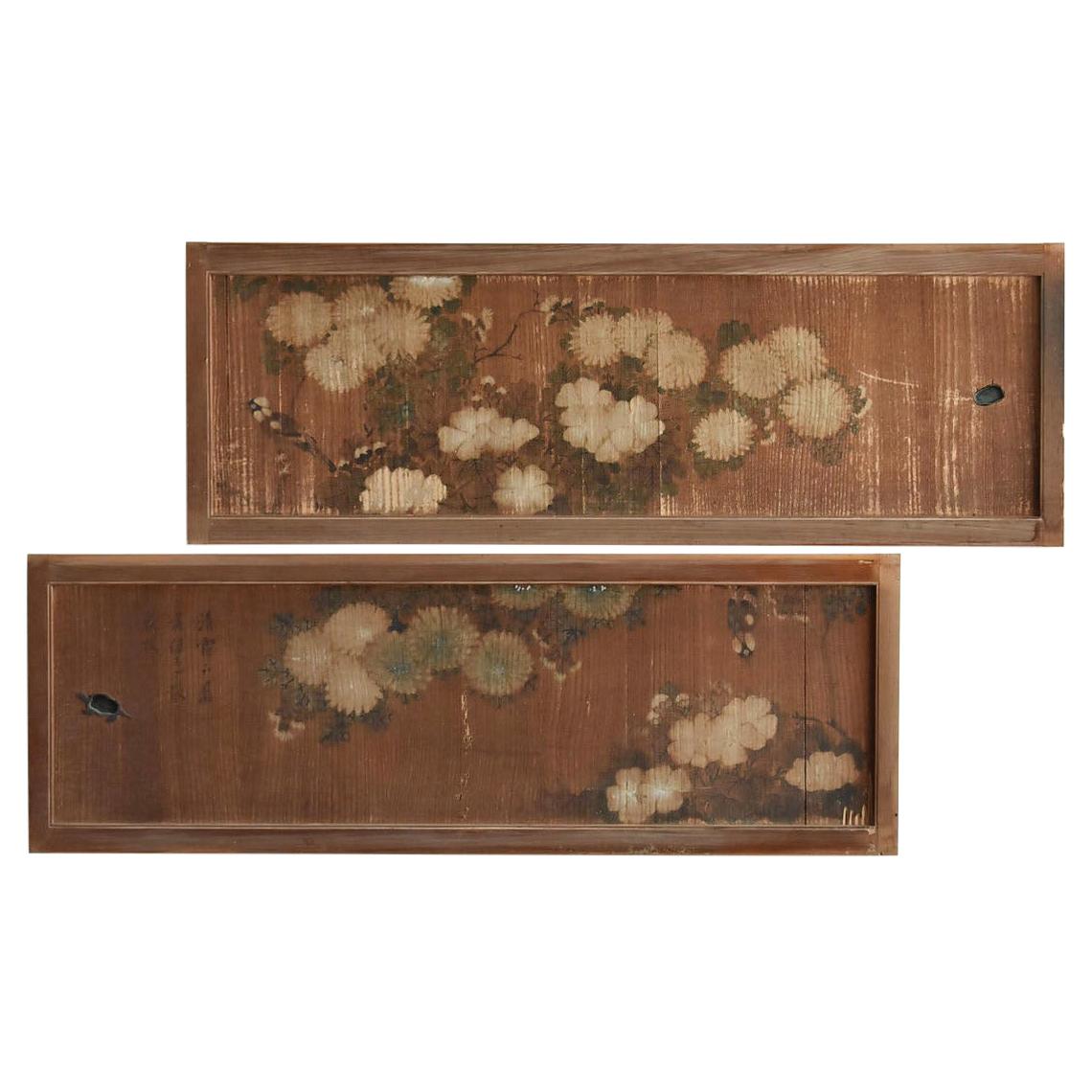 Japanese Antique Wooden Painting / Panel Painting / Sliding Door /Edo ...