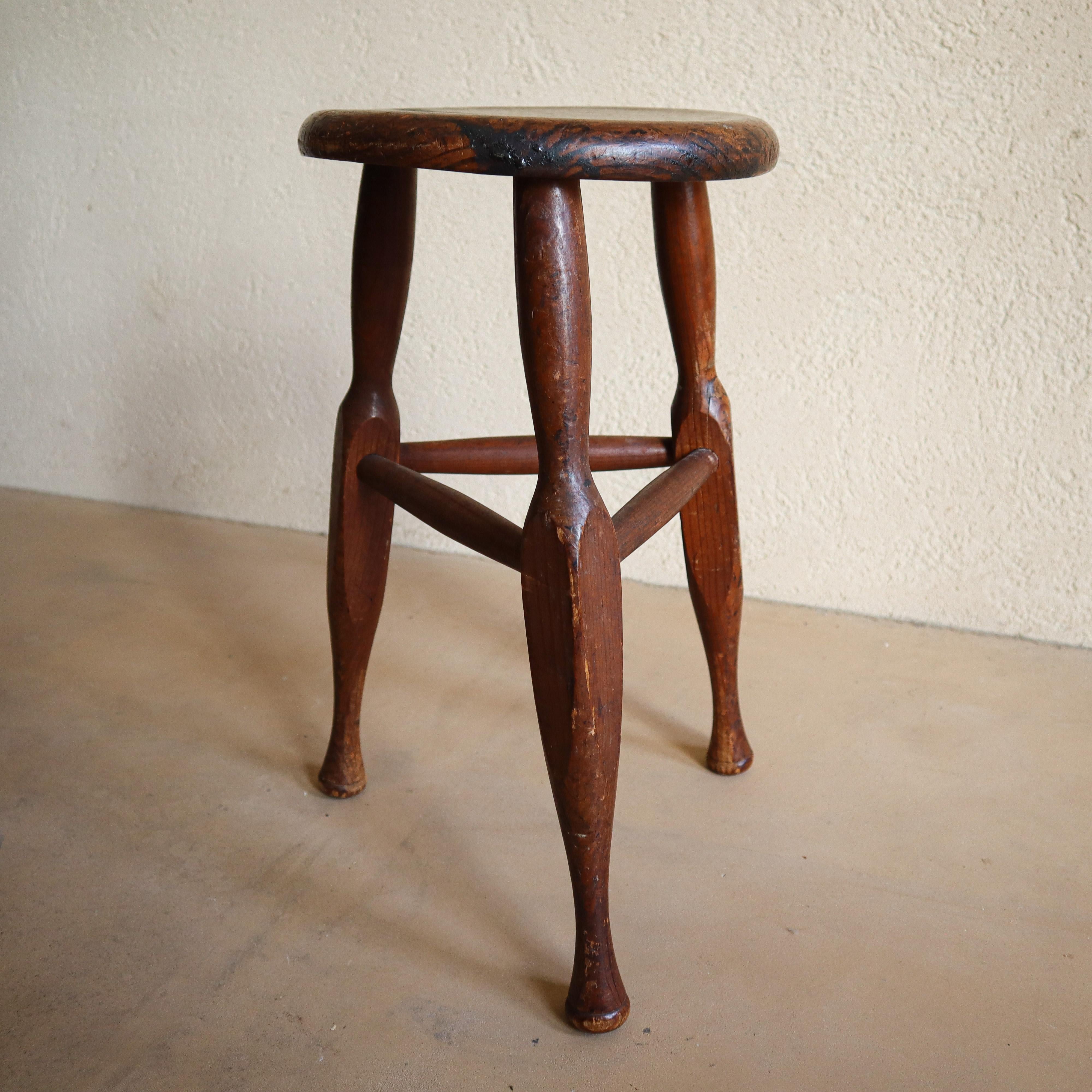 Japanese Antique Wooden Stool / 1950s Showa Period Wabi Sabi at 1stDibs
