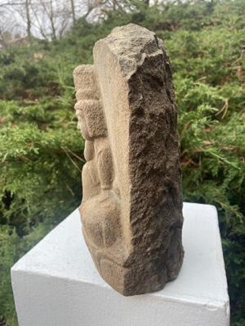 Japanese Antique Stone Garden Kanon Guan Yin in Royal Ease at 1stDibs