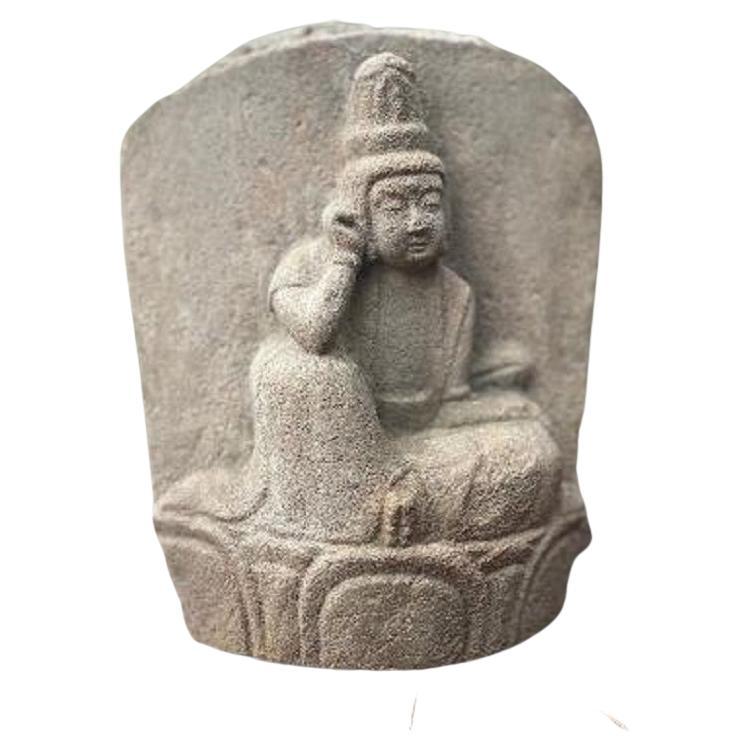 Japanese Antique Stone Garden Kanon Guan Yin in Royal Ease at 1stDibs