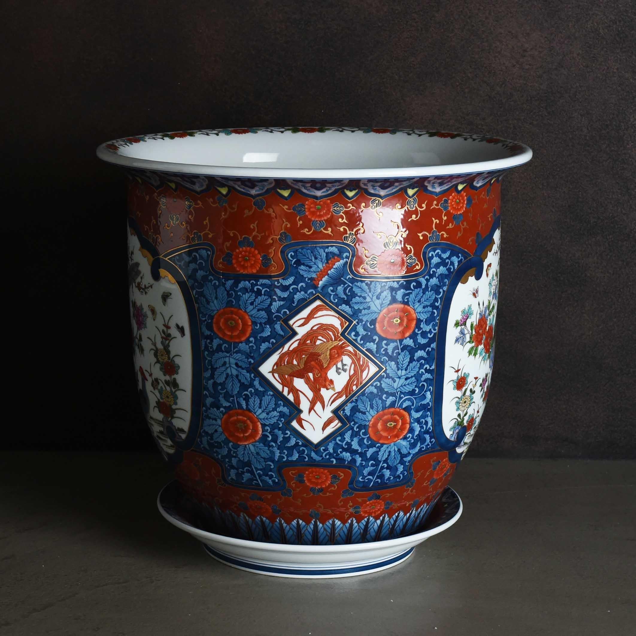 Japanese Arita "Akadami MadoriKujaku" planter cover For Sale at 1stDibs ...