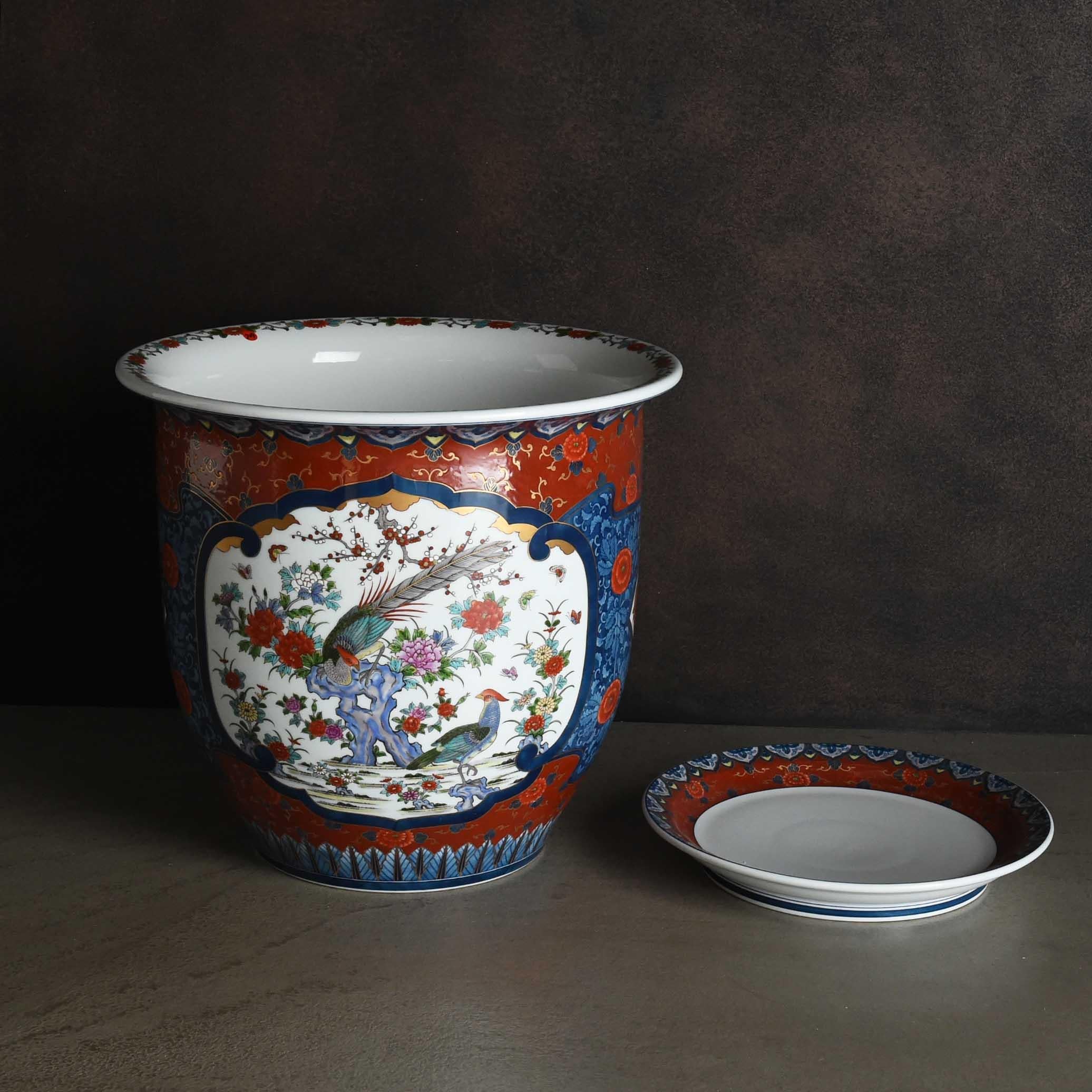Japanese Arita "Akadami MadoriKujaku" planter cover For Sale at 1stDibs ...