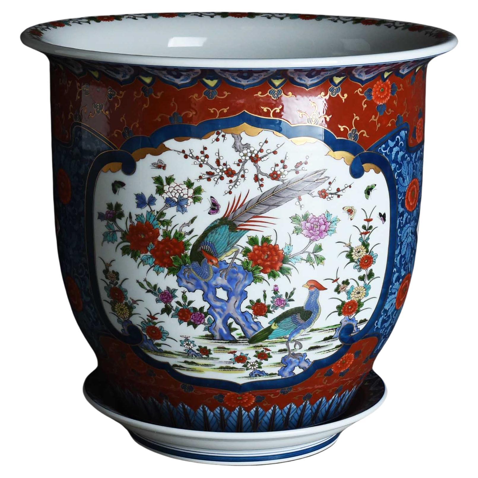 Japanese Arita "Akadami MadoriKujaku" planter cover For Sale at 1stDibs ...